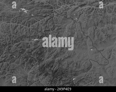 Arhangay, province of Mongolia. Grayscale elevation map with lakes and ...