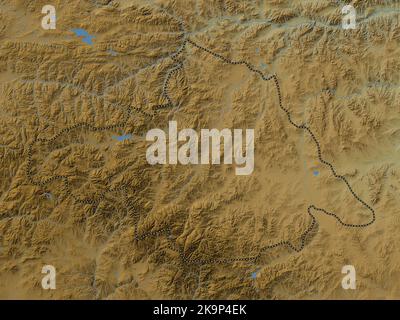 Arhangay, province of Mongolia. Colored elevation map with lakes and ...