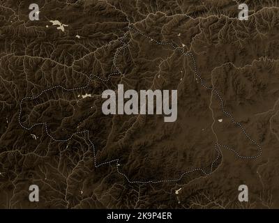 Arhangay, province of Mongolia. Colored elevation map with lakes and ...