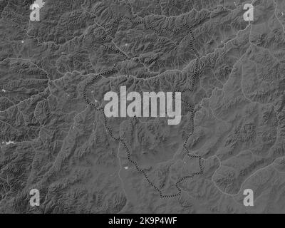 Bulgan, province of Mongolia. Grayscale elevation map with lakes and ...