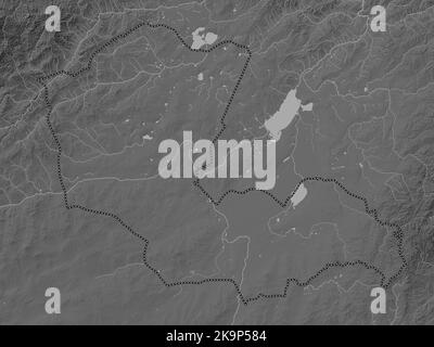 Dornod, province of Mongolia. Grayscale elevation map with lakes and ...