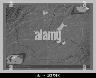 Dornod, province of Mongolia. Grayscale elevation map with lakes and ...