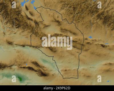 Govi-Altay, province of Mongolia. Colored elevation map with lakes and ...