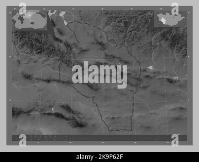Govi-Altay, province of Mongolia. Grayscale elevation map with lakes ...