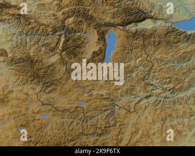 Hovsgol, province of Mongolia. Colored elevation map with lakes and ...