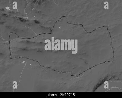 Omnogovi, province of Mongolia. Grayscale elevation map with lakes and ...