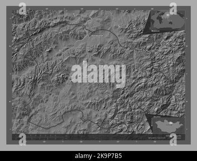 Selenge, province of Mongolia. Bilevel elevation map with lakes and ...