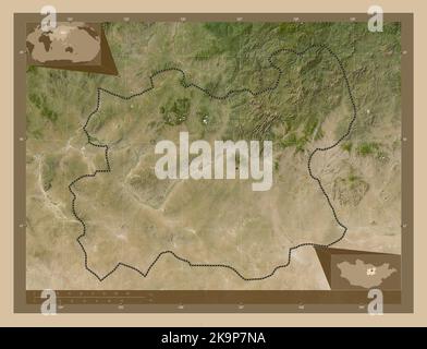 Tov, province of Mongolia. Low resolution satellite map. Locations and ...