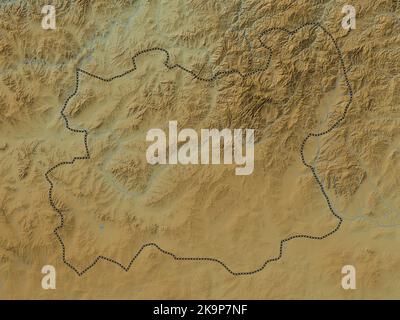 Tov, province of Mongolia. Colored elevation map with lakes and rivers ...