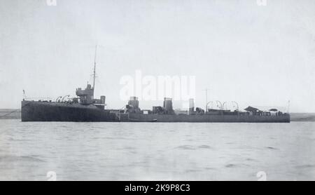 The First World War era destroyer HMS Laurel. Lunched in 1913, it ...