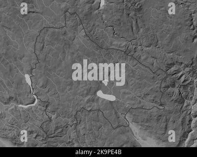 Niksic, municipality of Montenegro. Grayscale elevation map with lakes ...