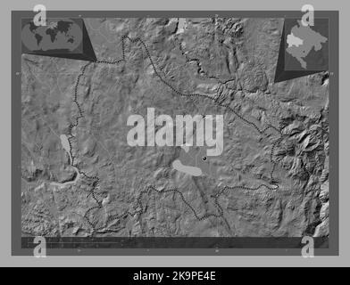 Niksic, municipality of Montenegro. Bilevel elevation map with lakes ...