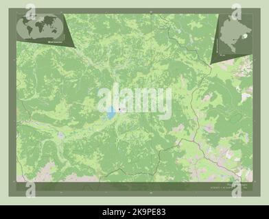 Plav, municipality of Montenegro. Open Street Map. Locations of major ...