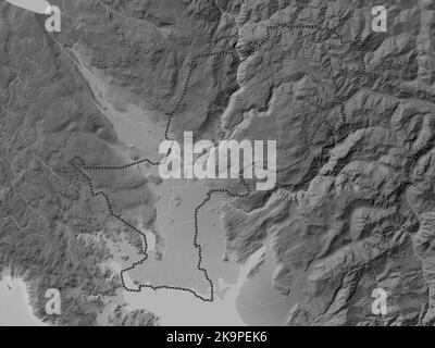 Podgorica, municipality of Montenegro. Grayscale elevation map with ...