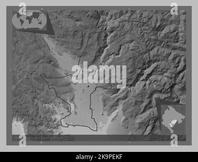 Podgorica, municipality of Montenegro. Grayscale elevation map with ...