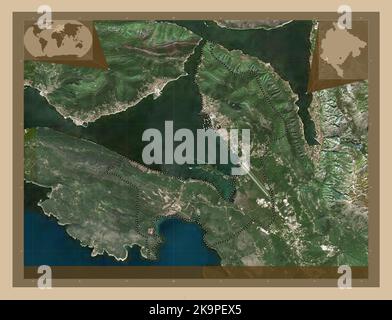 Tivat, municipality of Montenegro. Low resolution satellite map ...