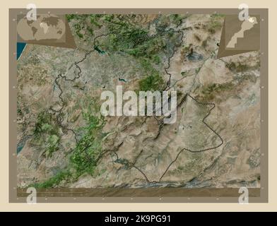 Fes-Meknes, region of Morocco. High resolution satellite map Stock ...