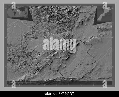 Fes-Meknes, region of Morocco. Bilevel elevation map with lakes and ...