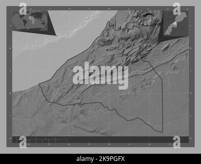 Guelmim-Oued Noun, region of Morocco. Bilevel elevation map with lakes ...