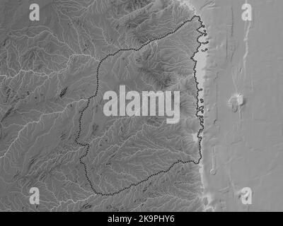 Cabo Delgado, province of Mozambique. Grayscale elevation map with ...