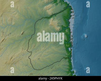 Cabo Delgado, province of Mozambique. Colored elevation map with lakes ...