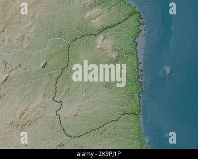 Cabo Delgado, province of Mozambique. Colored elevation map with lakes ...