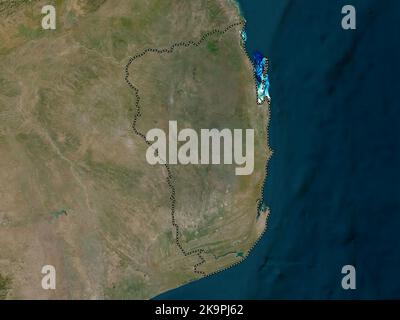 Inhambane, province of Mozambique. Low resolution satellite map. Corner ...