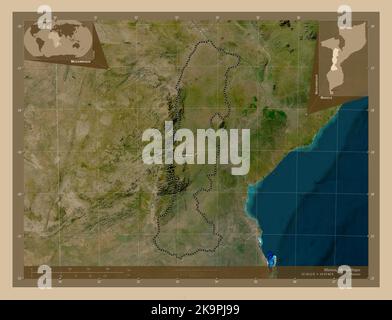 Manica, province of Mozambique. Low resolution satellite map. Locations ...
