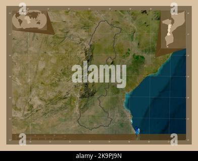 Manica, province of Mozambique. Low resolution satellite map. Locations ...