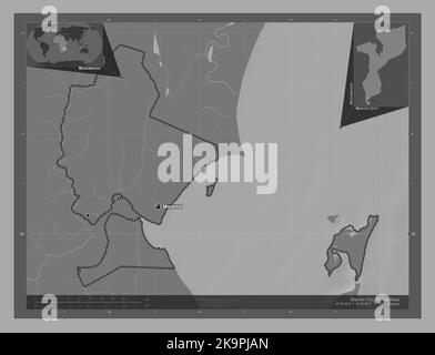 Maputo City, province of Mozambique. Bilevel elevation map with lakes ...