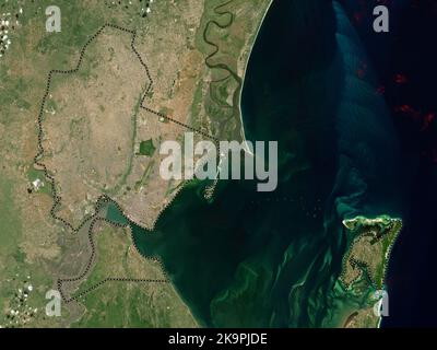 Maputo, province of Mozambique. Low resolution satellite map. Locations ...
