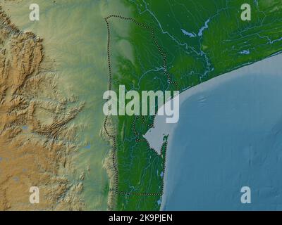 Maputo, province of Mozambique. Colored elevation map with lakes and ...