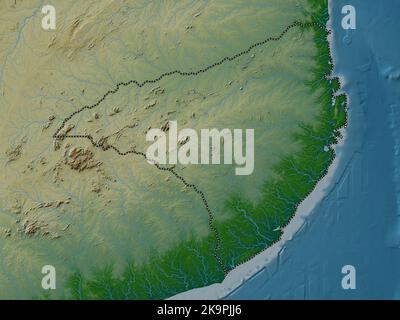 Nampula, province of Mozambique. Colored elevation map with lakes and ...