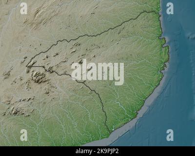 Nampula, province of Mozambique. Colored elevation map with lakes and ...