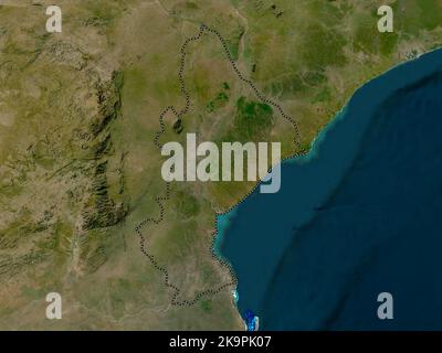 Sofala, province of Mozambique. Low resolution satellite map. Locations ...