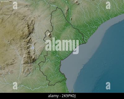 Sofala, province of Mozambique. Colored elevation map with lakes and ...