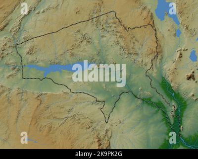 Tete, province of Mozambique. Colored elevation map with lakes and ...
