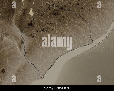 Zambezia, province of Mozambique. Colored elevation map with lakes and ...