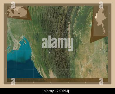 Chin, state of Myanmar. Low resolution satellite map Stock Photo - Alamy