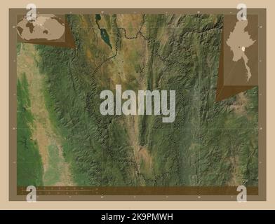 Kayah, state of Myanmar. Low resolution satellite map Stock Photo - Alamy