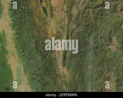 Kayah, state of Myanmar. Low resolution satellite map. Locations of ...