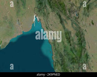 Mon, state of Myanmar. High resolution satellite map. Corner auxiliary ...