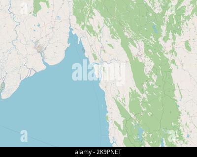 Mon, state of Myanmar. Open Street Map. Locations and names of major ...