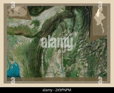 Sagaing, division of Myanmar. High resolution satellite map Stock Photo ...