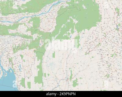Sagaing, division of Myanmar. Open Street Map. Corner auxiliary ...