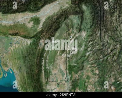 Sagaing, division of Myanmar. High resolution satellite map. Locations ...