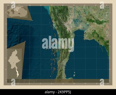 Tanintharyi, division of Myanmar. High resolution satellite map Stock ...