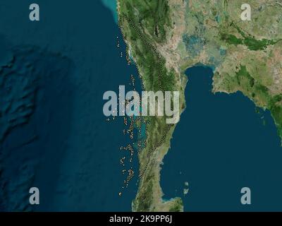 Tanintharyi, division of Myanmar. High resolution satellite map ...