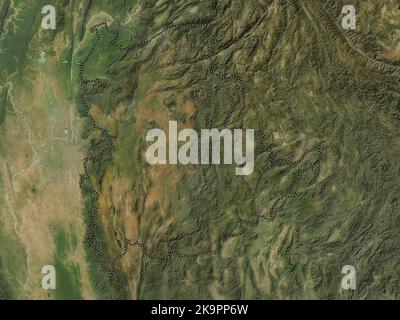 Shan, state of Myanmar. Low resolution satellite map. Locations and ...