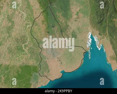 Yangon, division of Myanmar. Low resolution satellite map. Locations ...